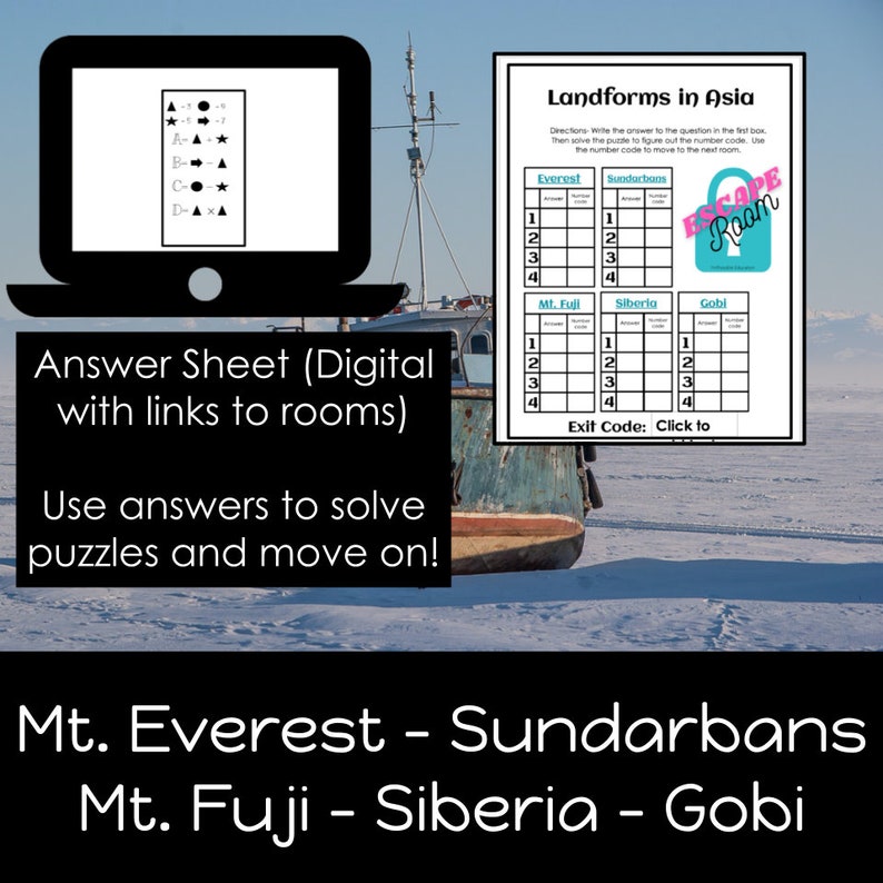 Landforms in Asia Geography Escape Room - Digital or Print (5th-9th ...