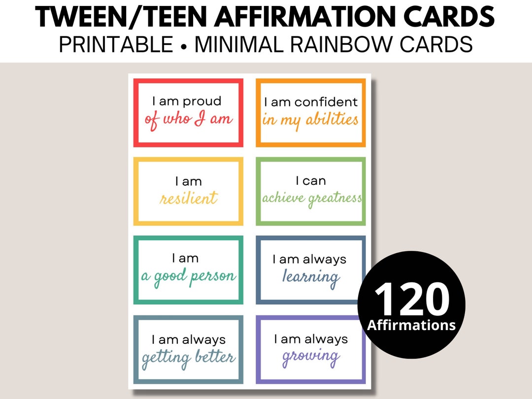 Tween/teen Affirmation Cards - Rainbow - Minimal - Etsy