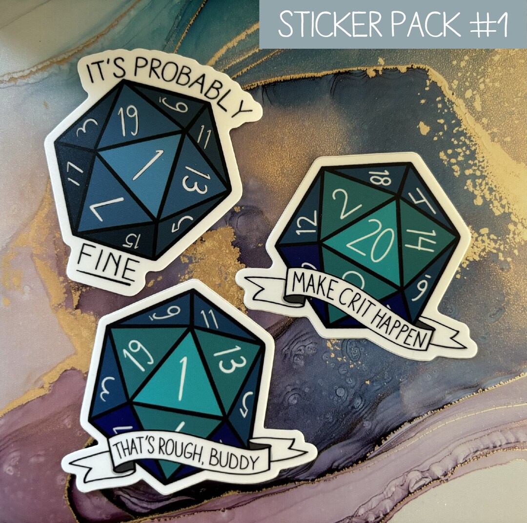 D20 Vinyl Sticker Packs // 3 Stickers per Pack, 3 Different Designs - Etsy