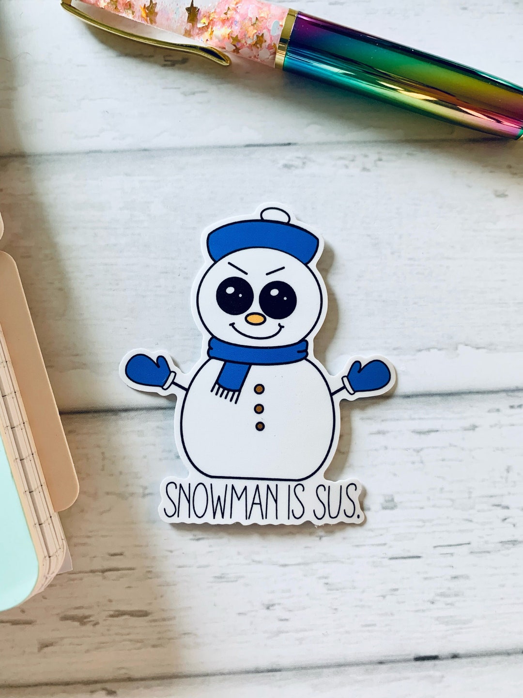 Snowman is Sus Vinyl Sticker // Snowman Sticker - Etsy