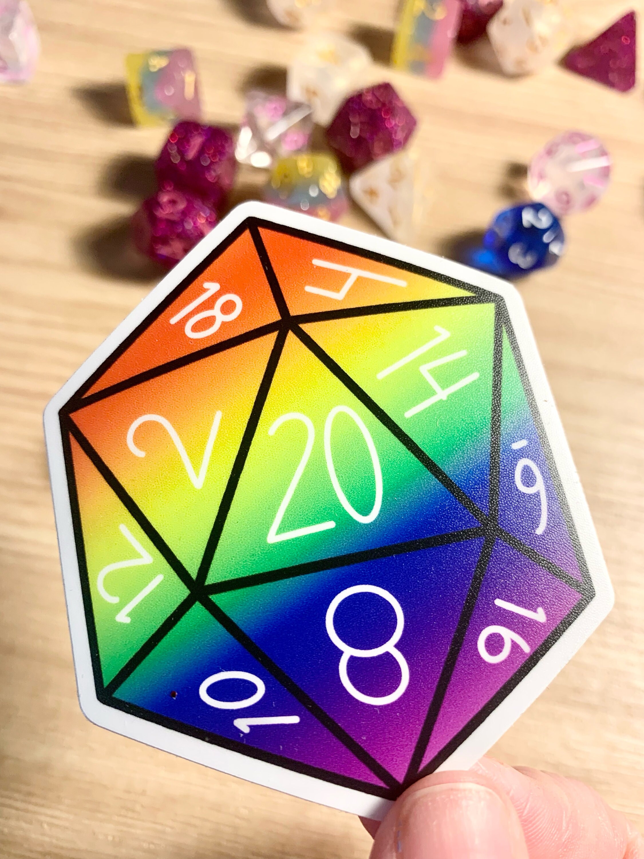 Pride D20 Natural 20 vinyl sticker // Natural 20 D&D sticker | Etsy
