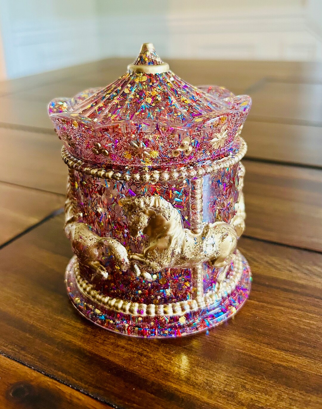 Resin Carousel Trinket Jar Glitter Jar Jewelery Holder Knick Knack - Etsy