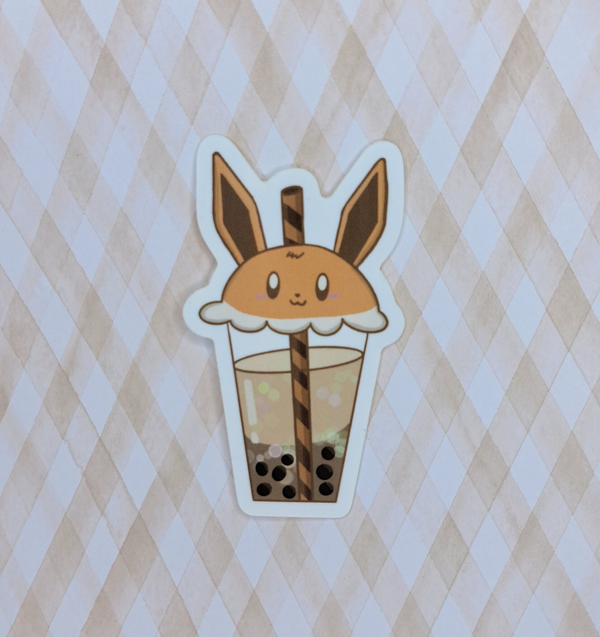 Boba Eevee Sticker Pokemon Sticker Holographic Sticker - Etsy