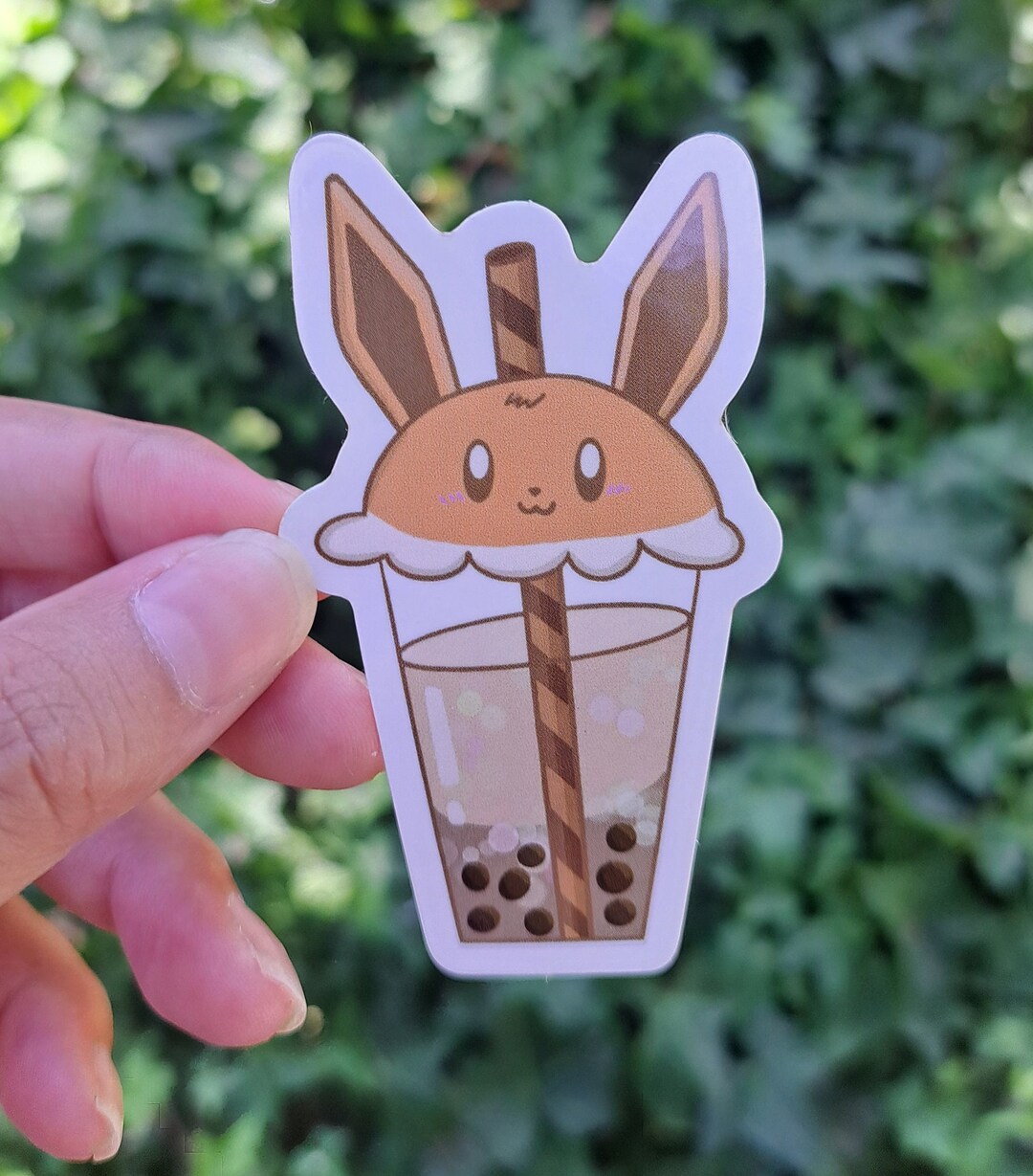 Boba Eevee Sticker | Pokemon Sticker | Holographic Sticker - Etsy