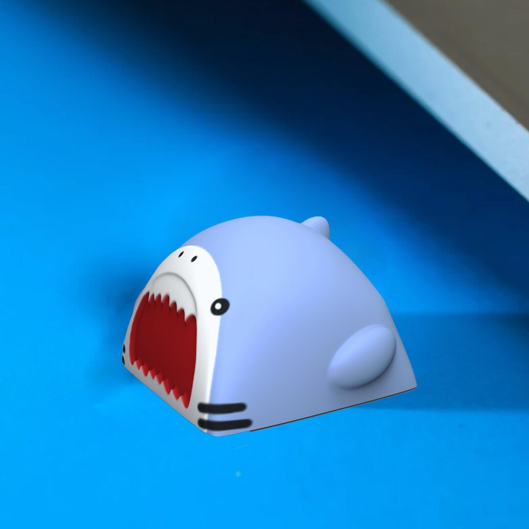 Shark Keycap, Kawaii Shark Cute Keycap, Hand Painted Artisan Keycap MX ...
