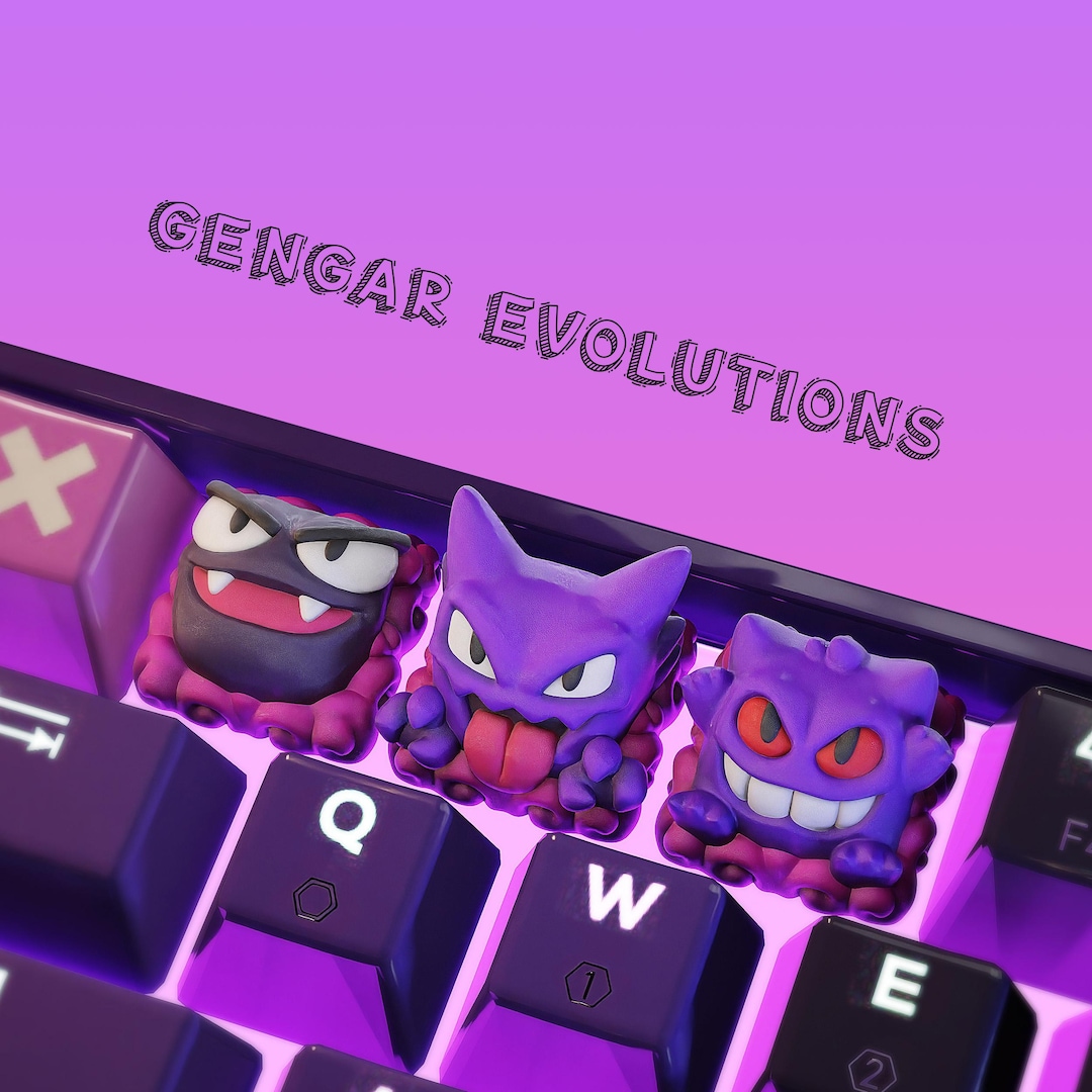 Gengar Pokemon Keycaps, Anime Keycaps, Custom Handmade Artisan Keycaps ...