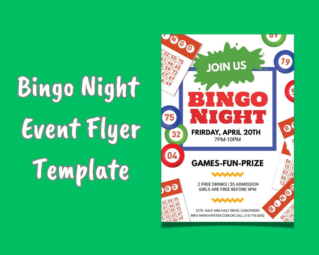 Printable Bingo Night Party Event Flyer Invite Invitation Template Edit ...