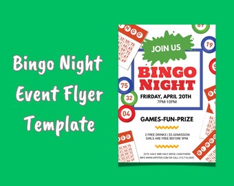 Printable Bingo Night Party Event Flyer Invite Invitation Template ...