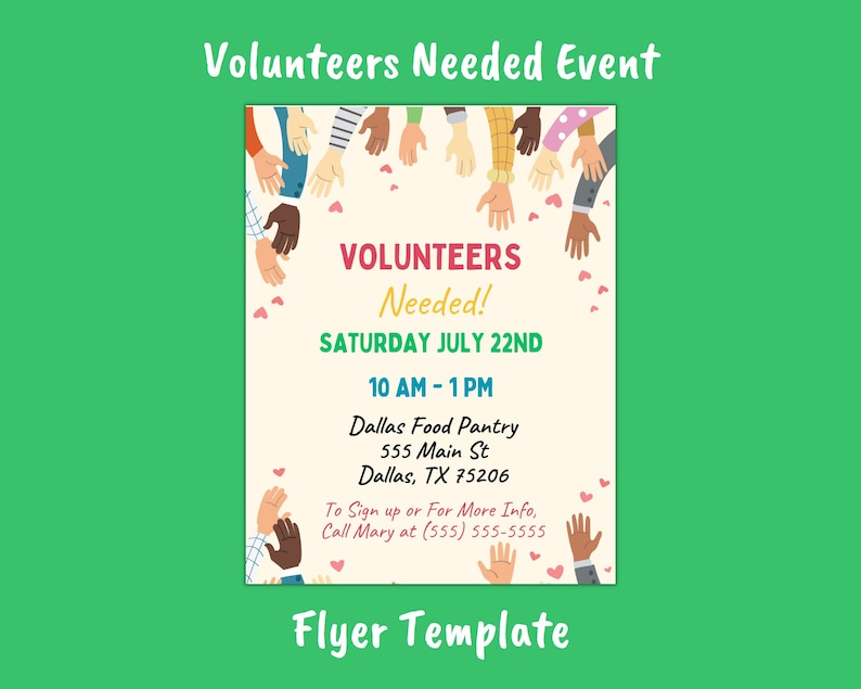Volunteer Event Flyer Template: Editable CANVA & PDF (digital Download) - Etsy
