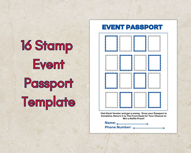 Event Passport Template: 8.5 X 11 Printable/digital Download - Etsy