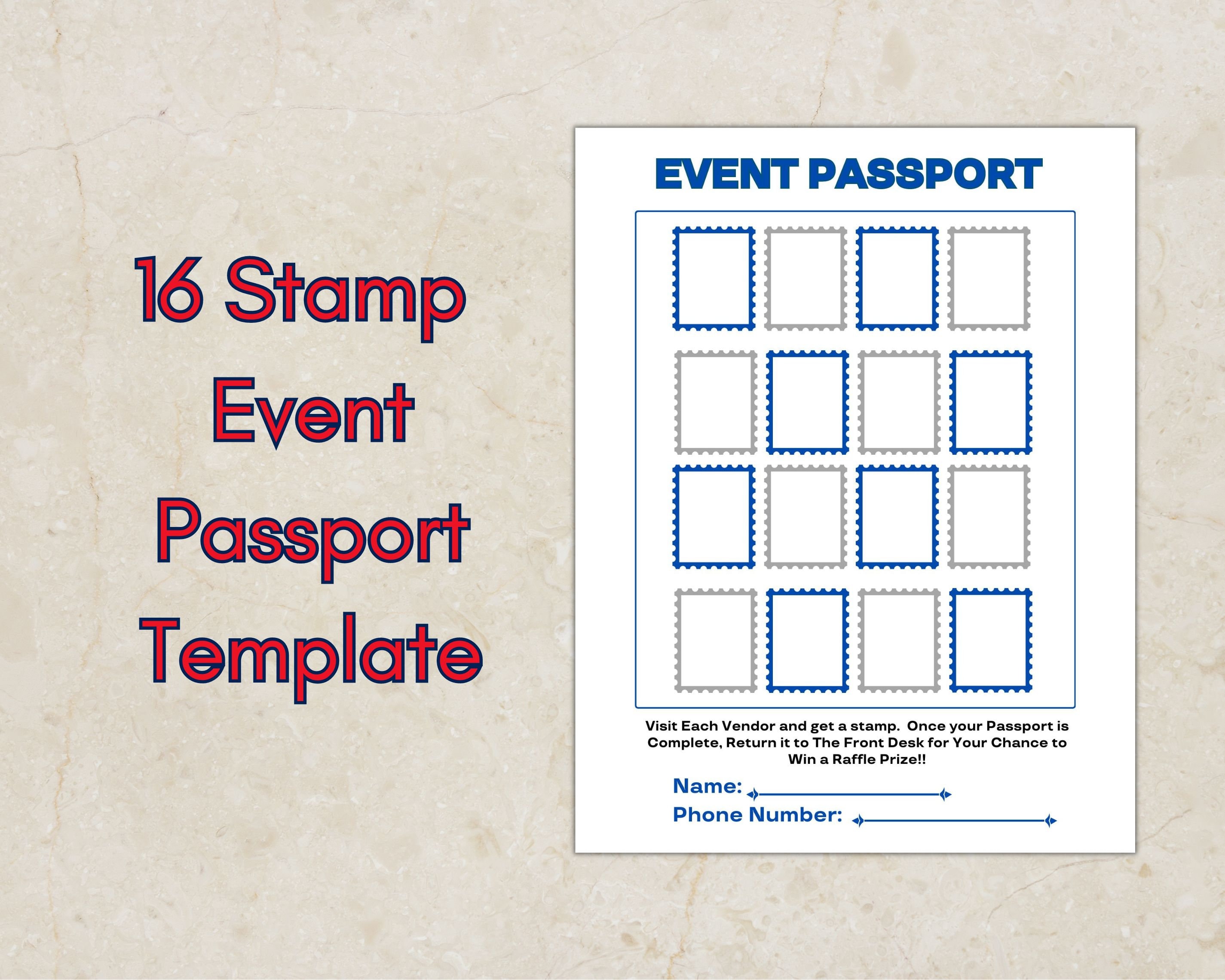 8.5 X 11 Printable/digital Event Passport Template Edit in Adobe ...
