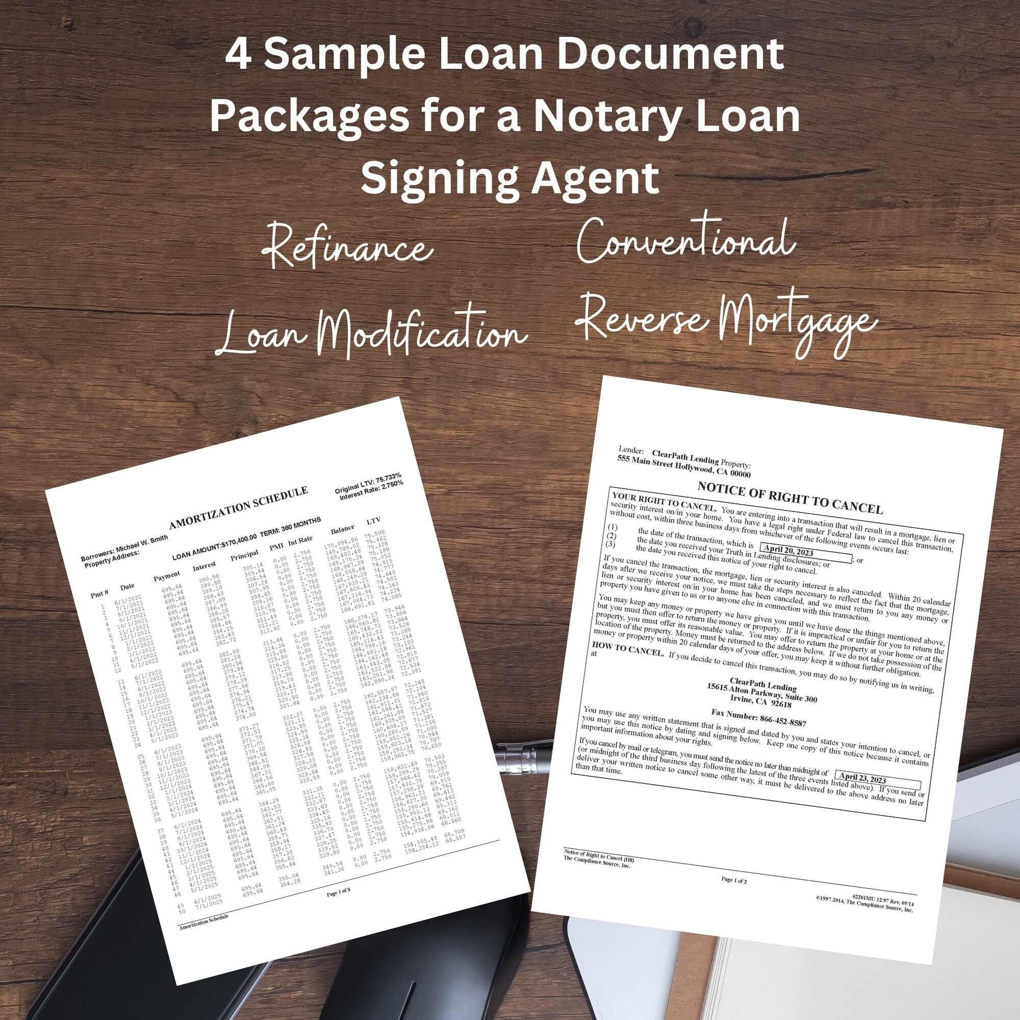 Notary Loan Signing Agent: 5 Loan Package Samples (digital Download) - Etsy