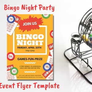 Printable Bingo Night Party Event Flyer Invite Invitation Template ...