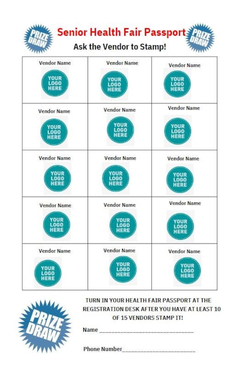 Health Fair Passport Template: Vendor Event Raffle (digital Download ...