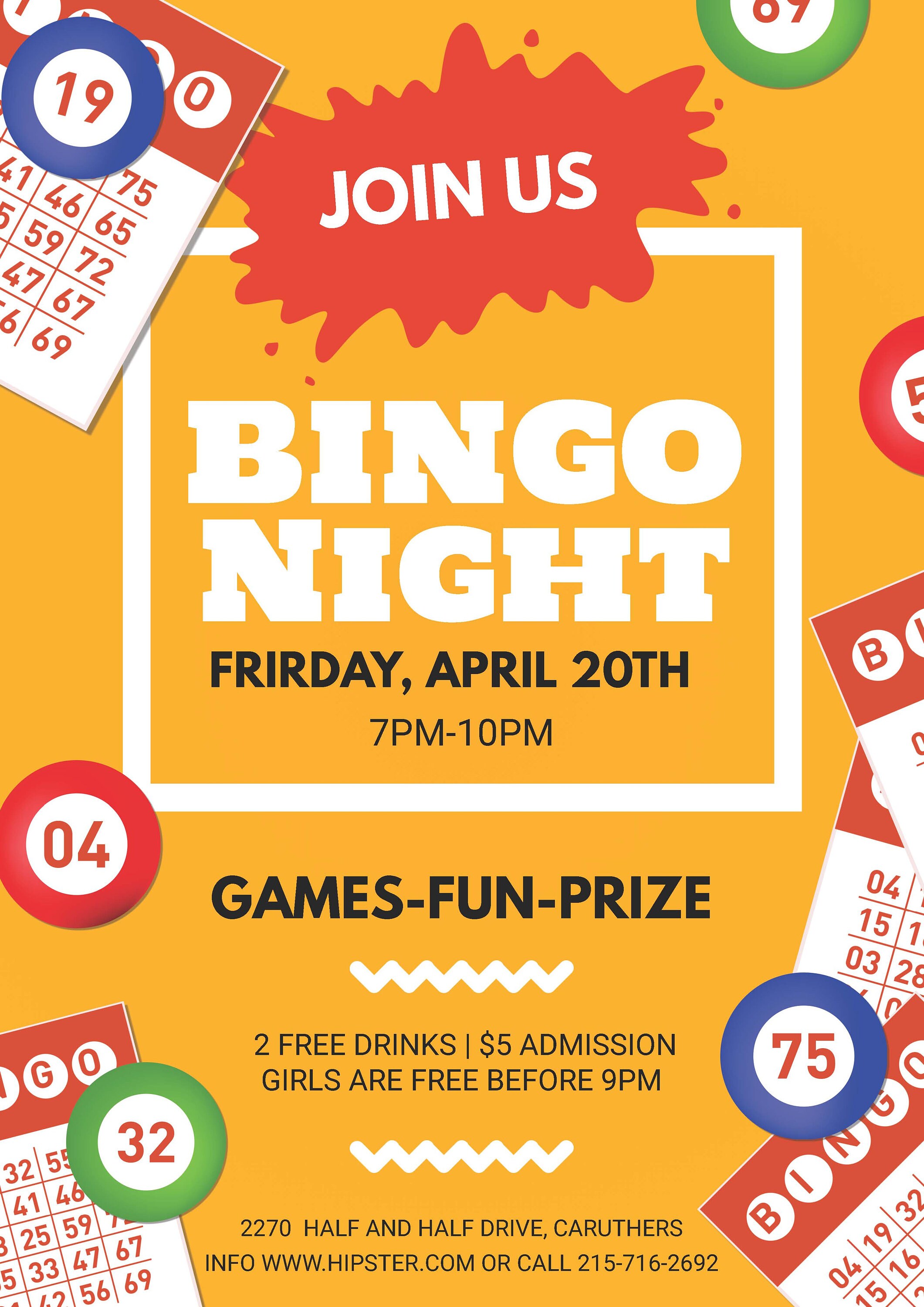 Printable Bingo Night Party Event Flyer Invite Invitation Template ...