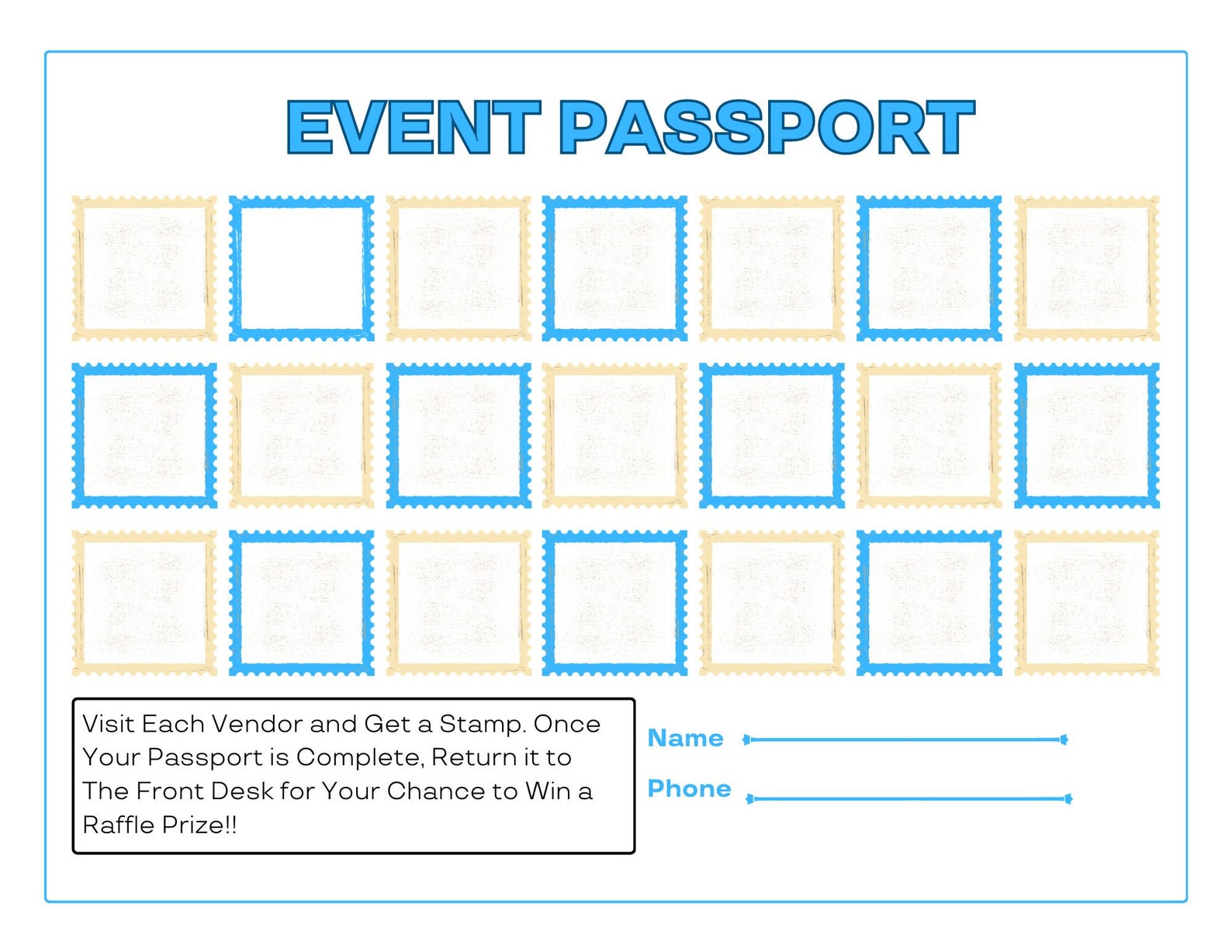Event Passport Template: 8.5 X 11 Printable Design (digital Download) - Etsy