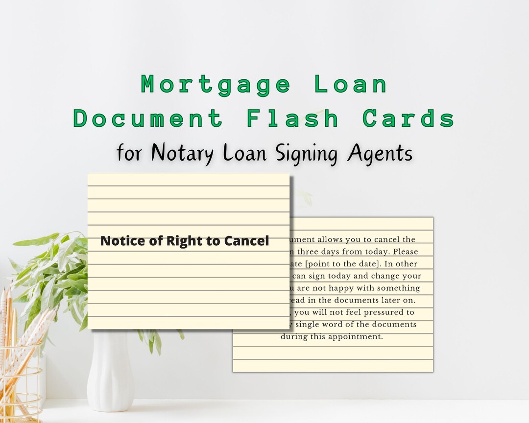 Mortgage Loan Documents Flash Cards for Notary Signing Agents (digital ...