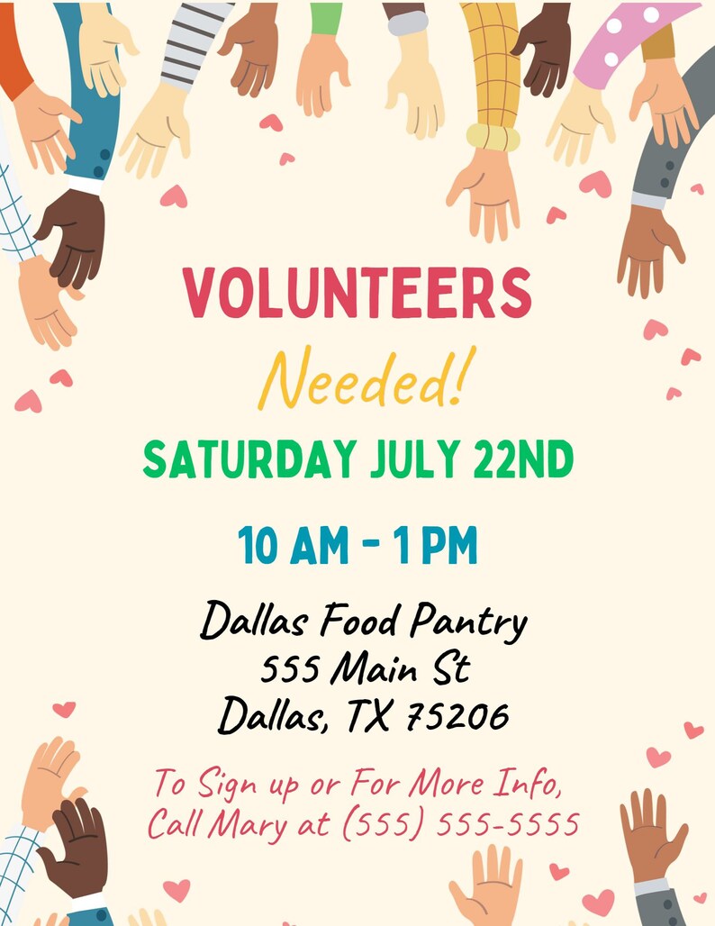 Volunteer Event Flyer Template: Editable CANVA & PDF (digital Download ...
