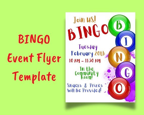 Bingo Party Flyer Template: Editable Event Printable (CANVA Free or PRO ...