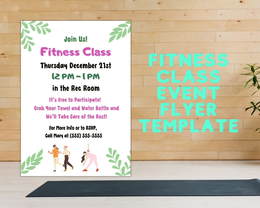 Printable Fitness Aerobics Exercise Class Invitation Event Flyer ...