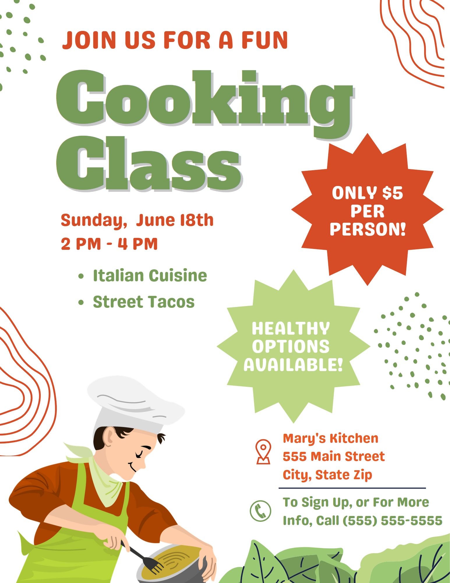 Printable Cooking Class Event Flyer Invite Invitation Template Edit in ...