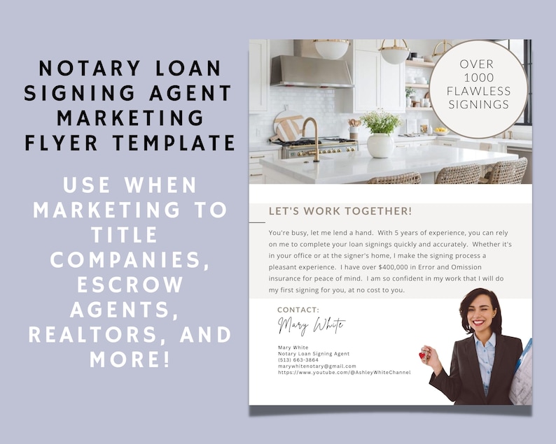 Printable or Digital Notary Loan Signing Agent Marketing Flyer Template ...