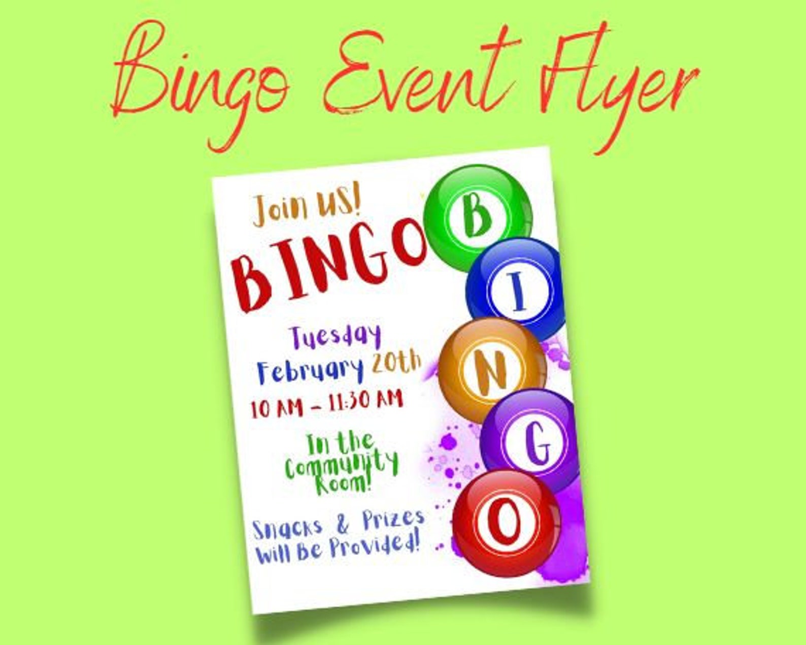 Bingo Party Flyer Template: Editable Event Printable (canva or PDF) - Etsy