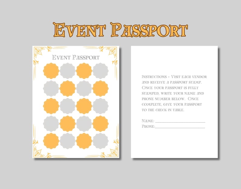Event Passport Template: 8.5 X 11 Printable PDF (digital Download) - Etsy