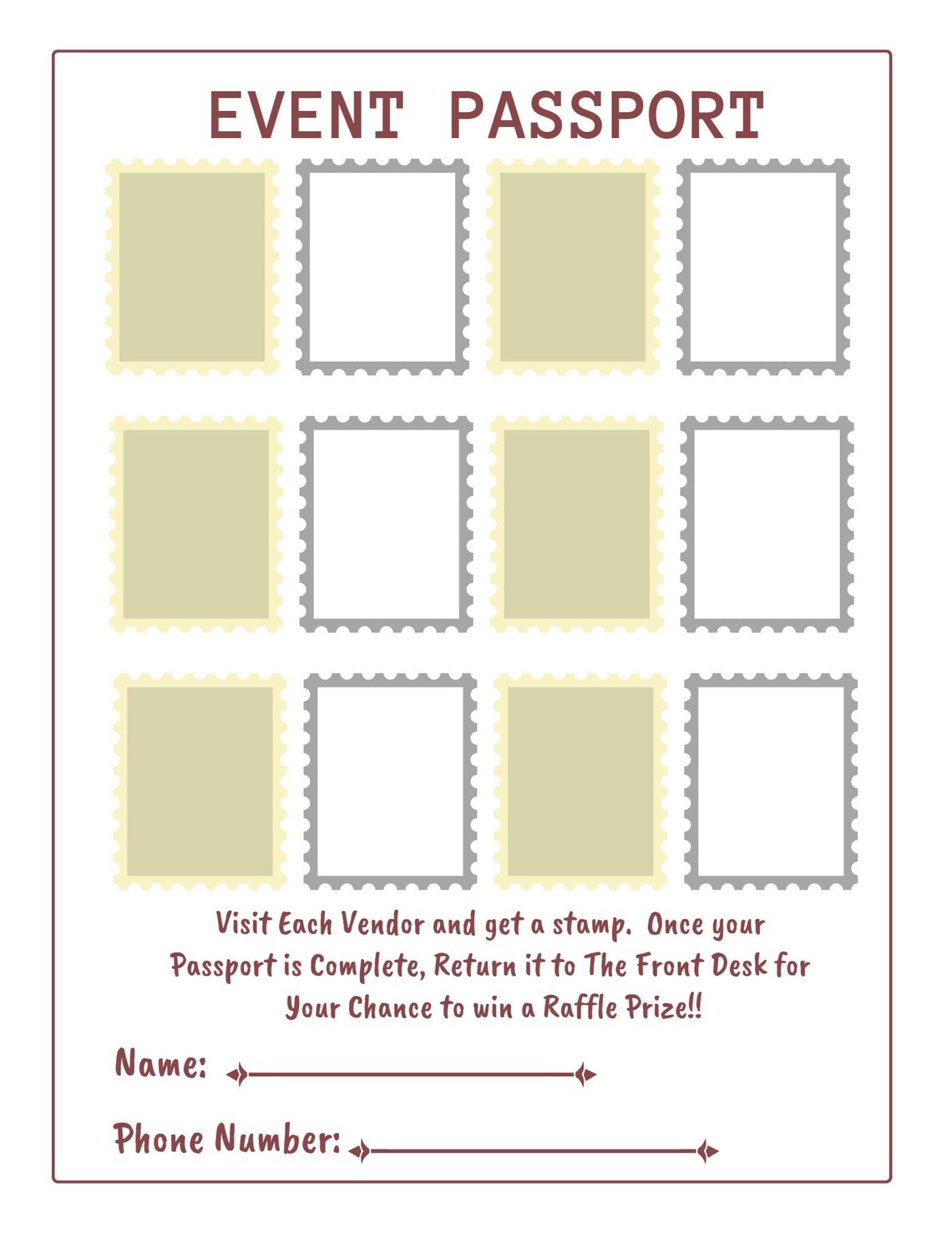 8.5 X 11 Printable/digital Event Passport Template Edit in Adobe Acrobat or in CANVA Free ...