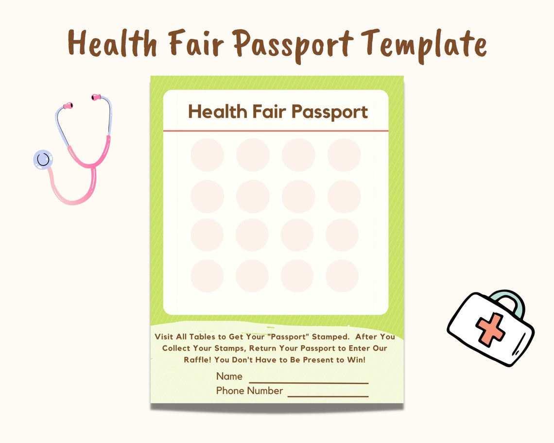 Health Fair Event Passport Template: Vendor Raffle (digital Download ...