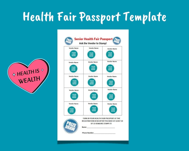 Printable Health Fair Resource Fair Job Fair Event Passport Template Printable Health Fair Resource Fair Job Fair Event Passport Template