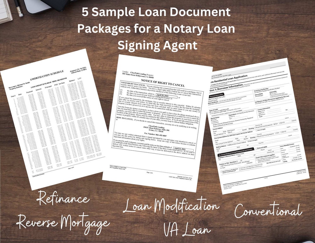 Notary Loan Signing Agent 5 Sample Loan Packages Refinance VA - Etsy
