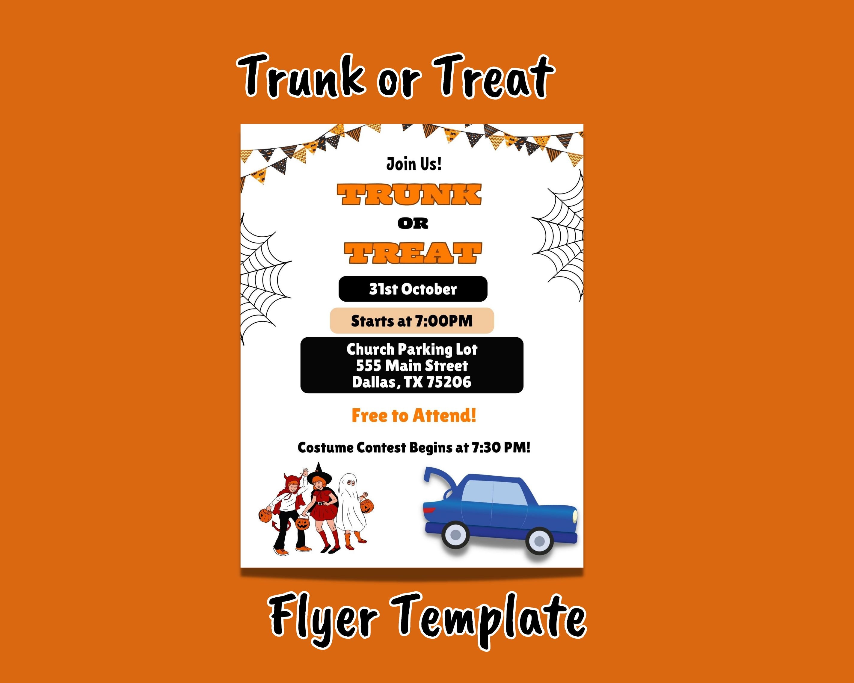 Printable Halloween Trunk or Treat Event Flyer Invite - Etsy