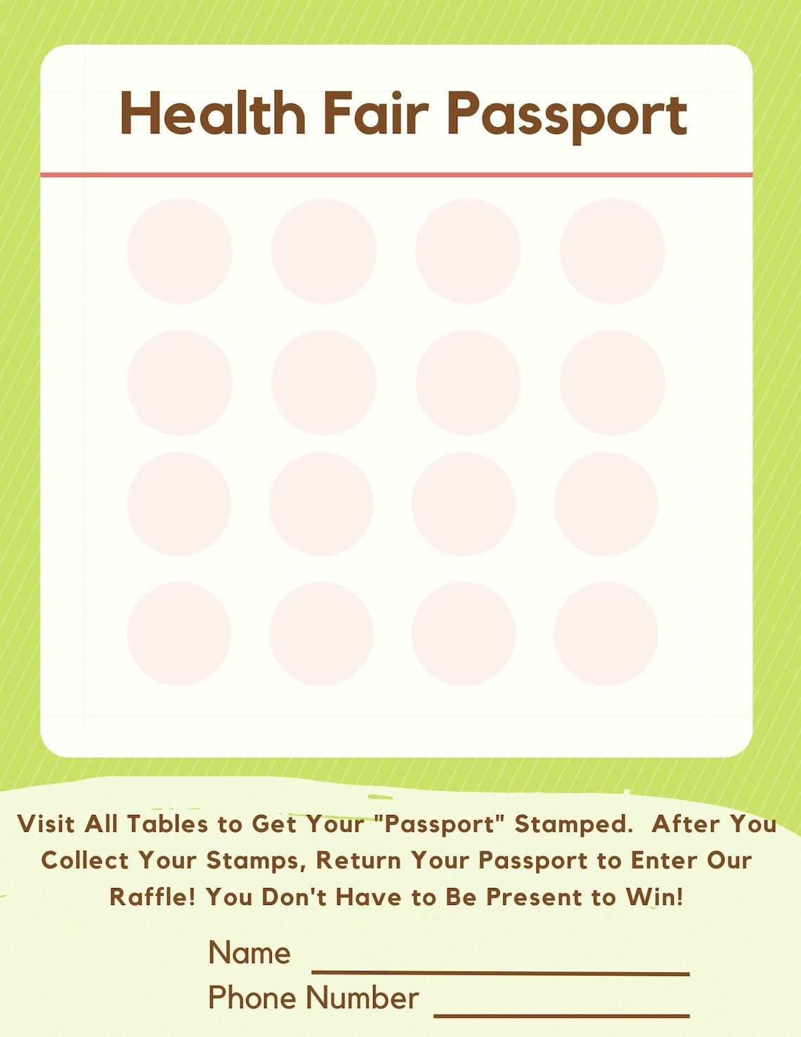 Health Fair Event Passport Template: Vendor Raffle (digital Download ...