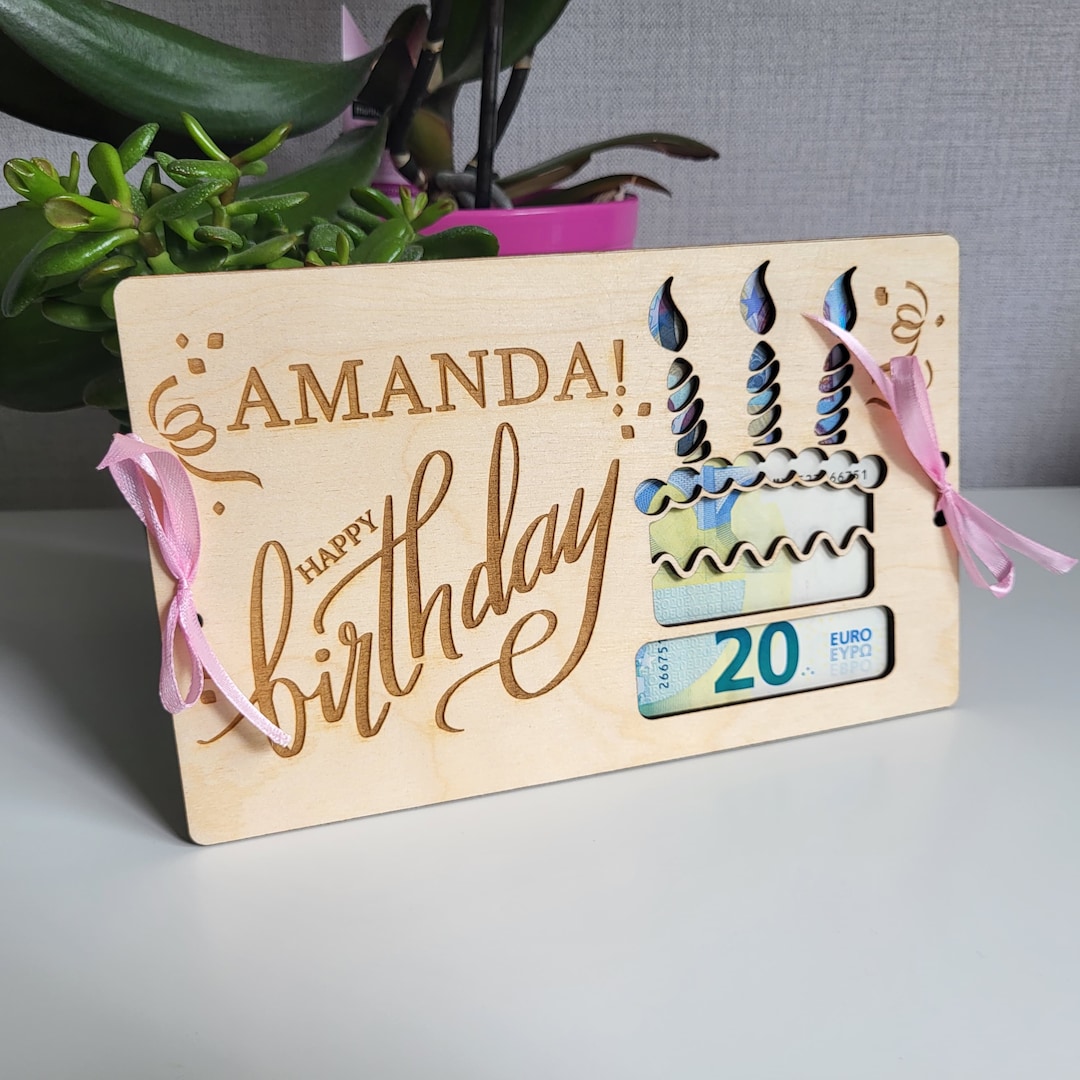 Personalized Money Gift Card, Money Holder, Wood Laser Engraved Gift ...