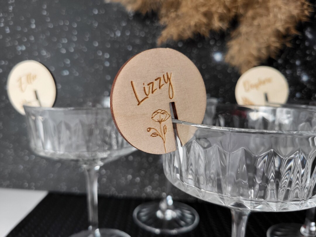 Personalized Glass Charms, Wedding Table Decor, Party Table Decor ...