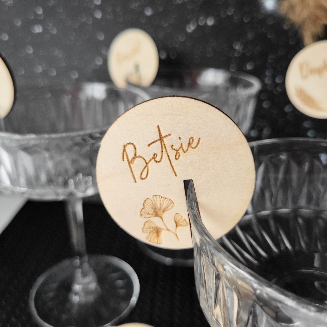 Personalized Glass Charms, Wedding Table Decor, Party Table Decor ...