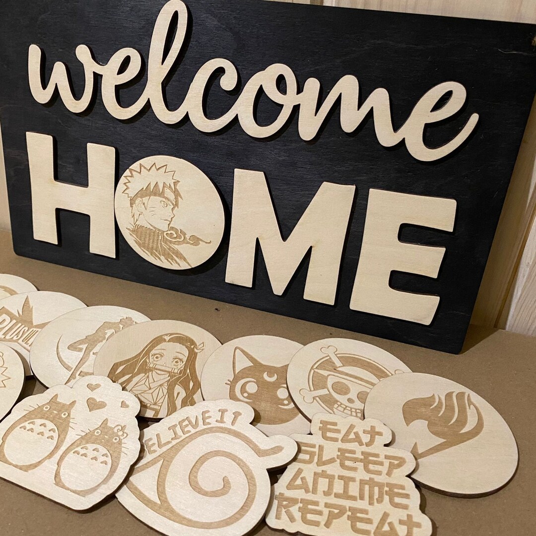 Interchangeable Home Sign, Inspired by Anime Home Sign, Anime Magnets ...
