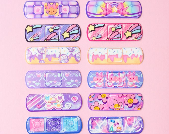 Grade B Fairy Kei Stickers 12 PC Yume / Yami Kawaii Bandaid Die-cut ...