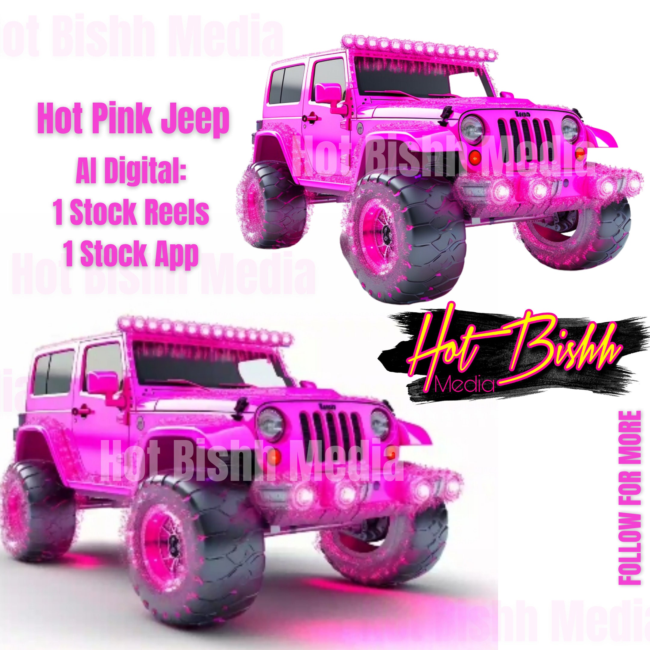 Hot Pink Jeep AI Digital Reel & Stock Photo - Etsy