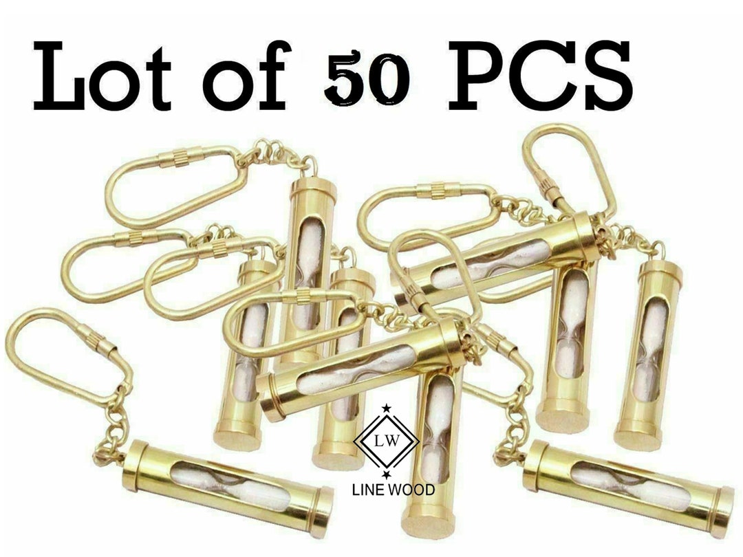 Sand Timer Keychain, Brass Sand Timer Keychain, Brass Key Ring ...