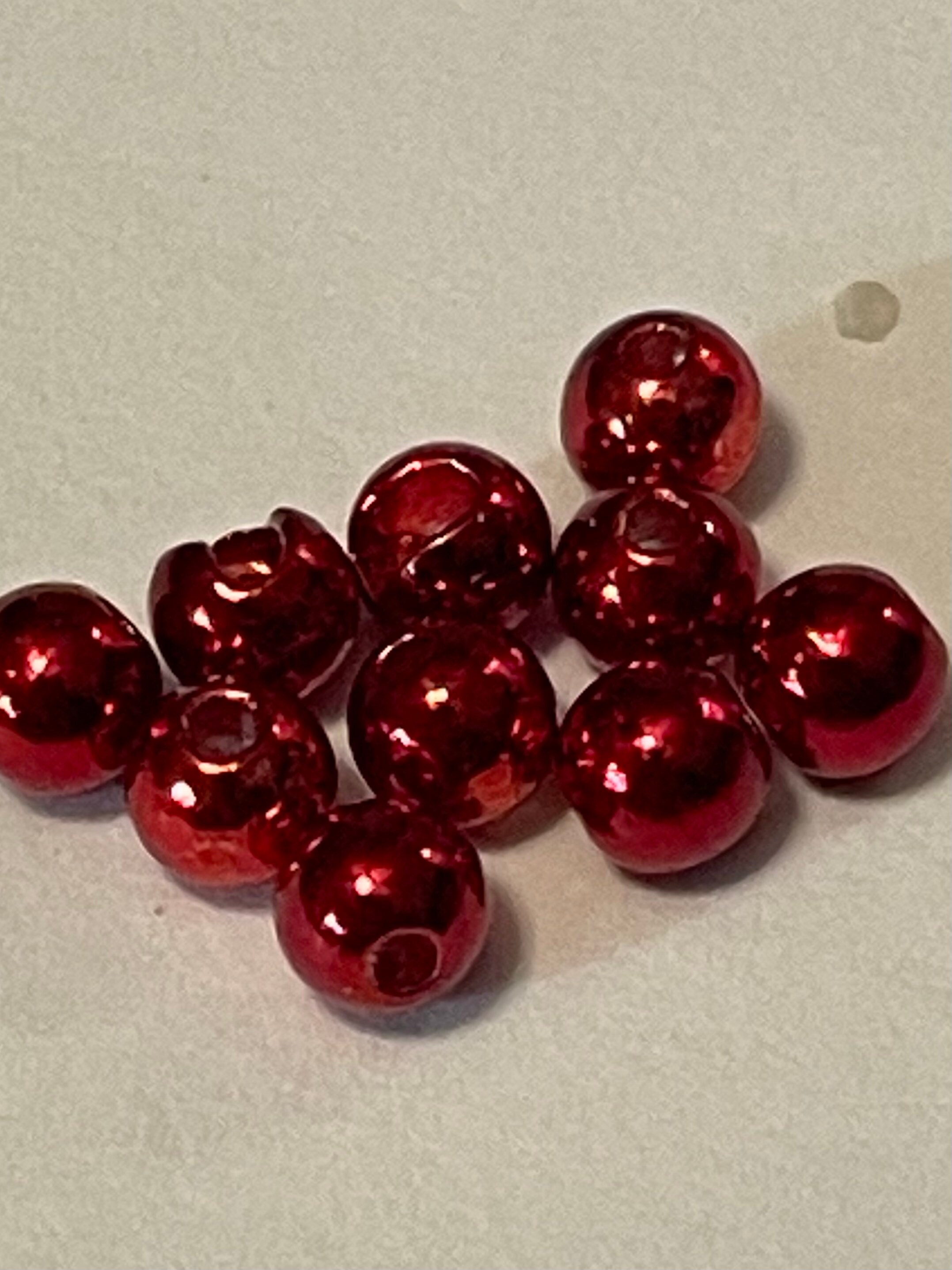 Metallic Red Slotted Tungsten Beads. 1/8th , 3.5mm. Package of 10. Fly ...