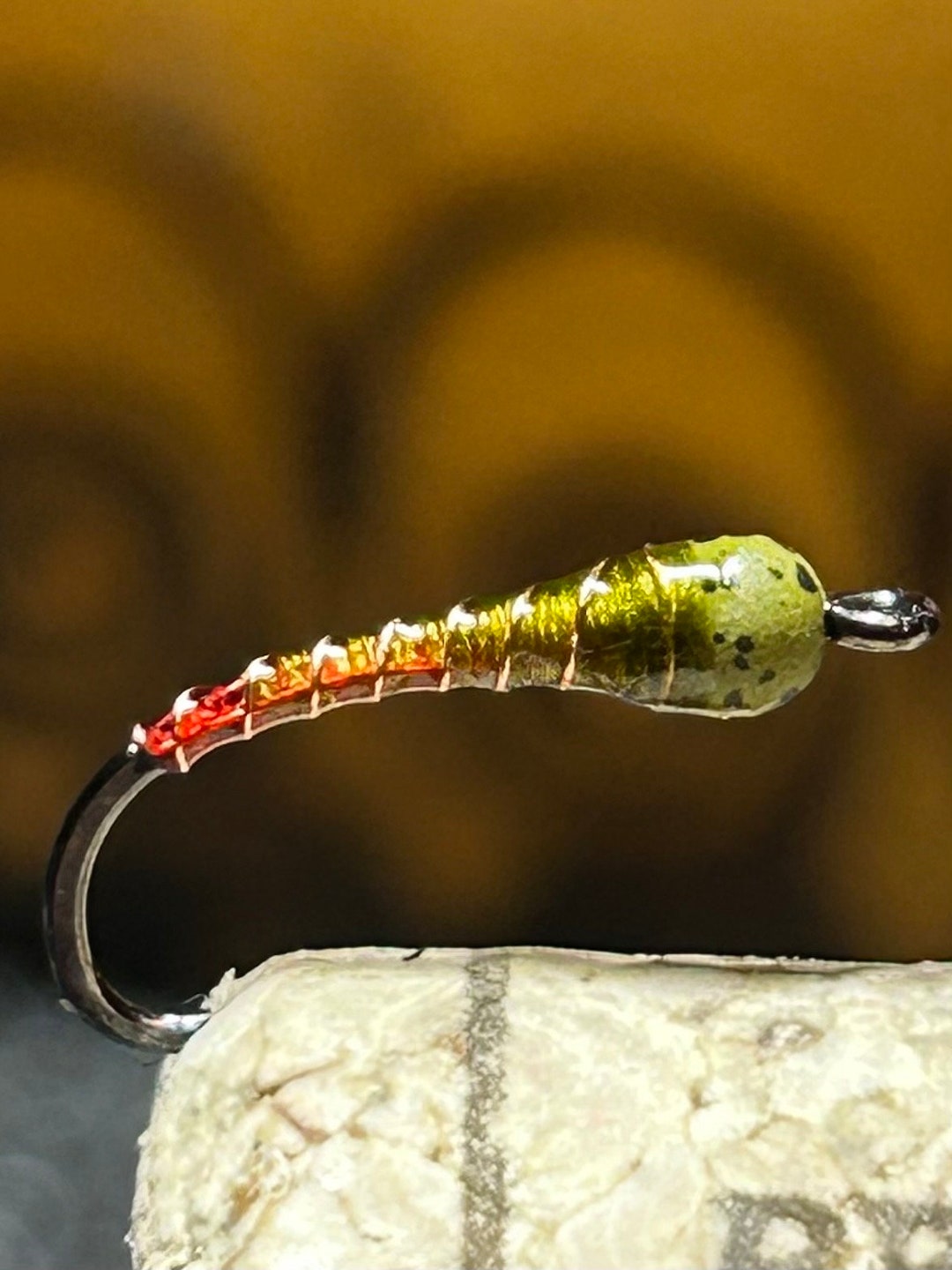 Red Butt Olive Chironomids . Six Pack Tungsten Beads. Barbless Hooks ...