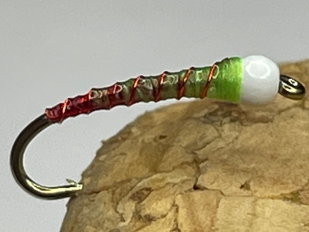 Red Butt Chartreuse Ice Cream Cone Chironomids. Set of 3. Bead Heads ...