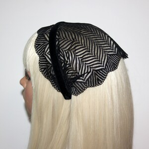 Christian Head Covering, Prayer Lace Headband, Black Herringbone Head ...