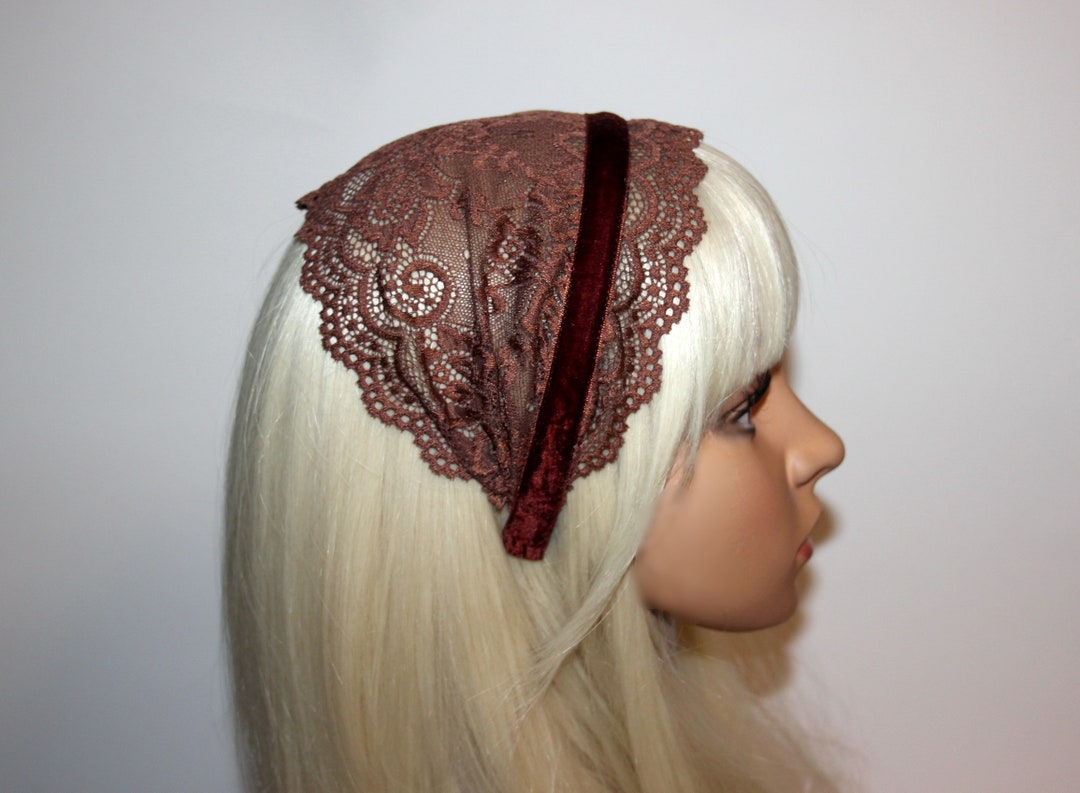 Brown Lace Headband, Christian Veil, Structured Religious Head Cover, 6 ...