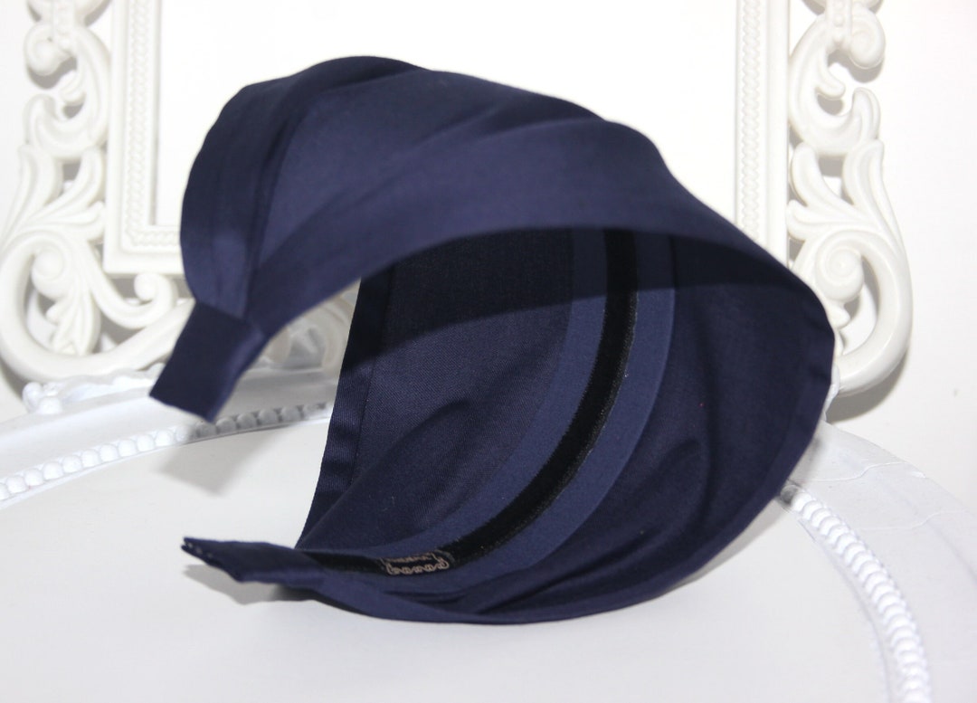 Dark Blue Bandana Wide Head Band for Women 6"-10" Inch Cotton Satin ...