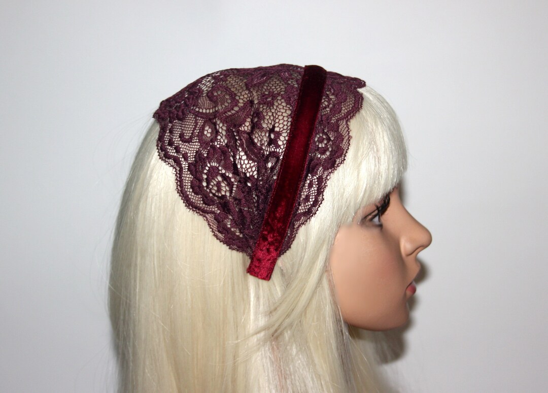 Maron Prayer Veil, Christian Lace Headband, Structured Religious Head ...