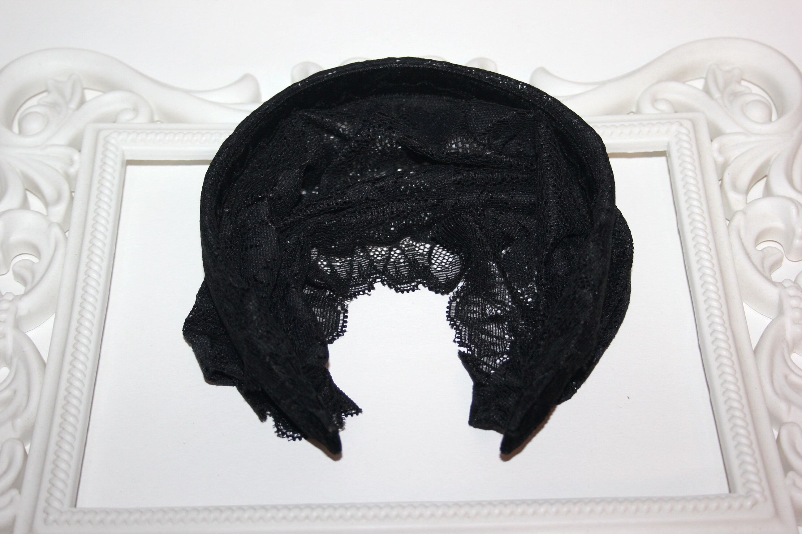 Black Prayer Headband, Christian Lace Head Covering, Structured ...