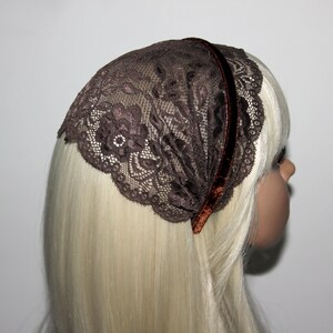 Dark Brown Lace Headband, Christian Veil, Structured Religious Head ...